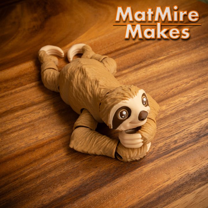 3D Printable Sloth plus Tree display, Articulated fidget figure, 3mf included by MatMire Makes